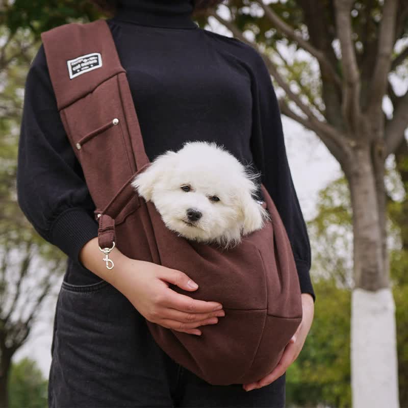 Brown Adjustable Pet Sling Carrier Bag - Comfortable and Hands-Free De ...
